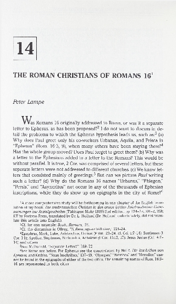 (PDF) The roman christians of romans 16