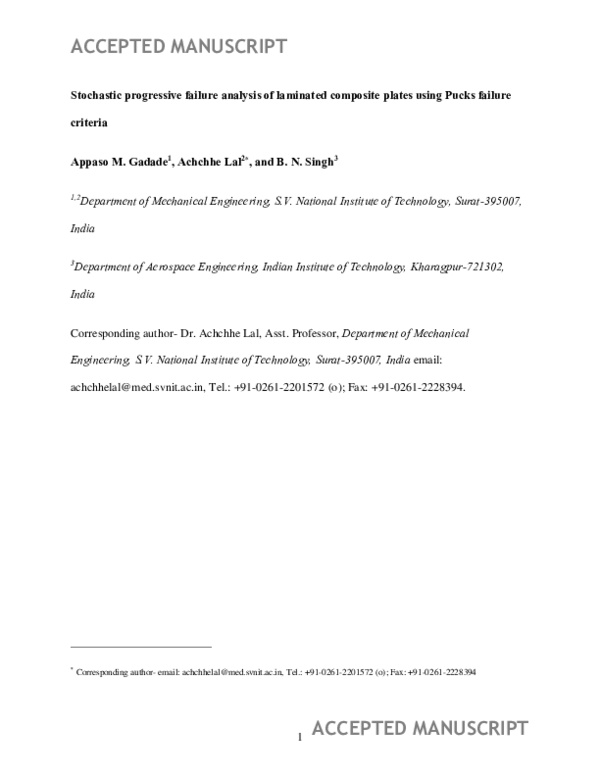 (PDF) Stochastic progressive failure analysis of laminated composite ...