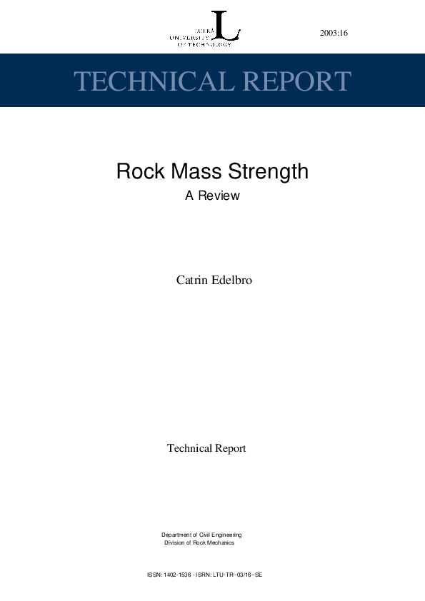 (PDF) Use of the Mining Rock Mass Rating (MRMR) Classification ...