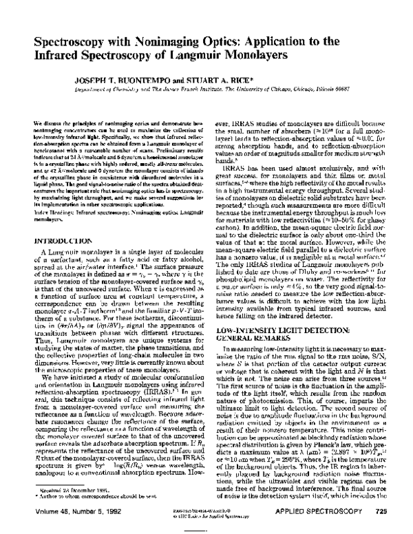 (PDF) Spectroscopy with Nonimaging Optics: Application to the Infrared ...
