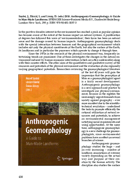 (PDF) Anthropogenic geomorphology: a guide to man-made landforms