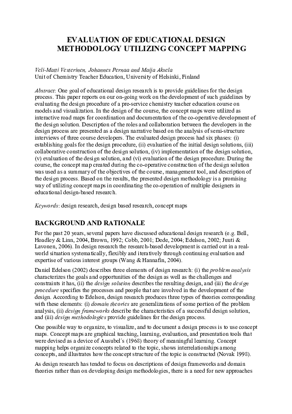 (PDF) Evaluation of educational design methodology utilizing concept ...