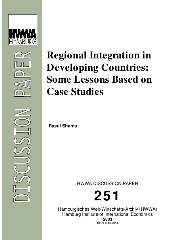 (PDF) Regional Integration in Developing Countries: Some Lessons Based ...