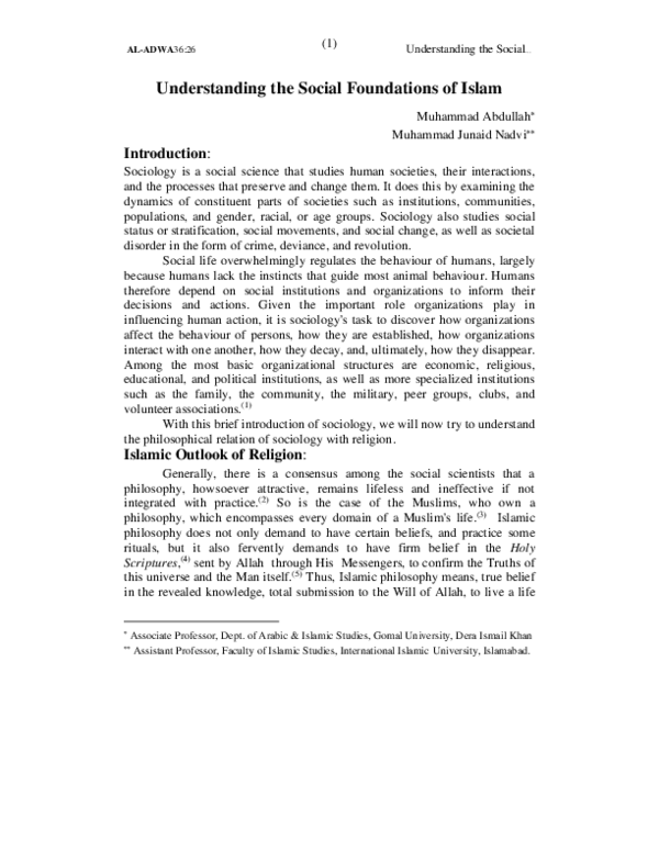 (PDF) Understanding the Social Foundations of Islam