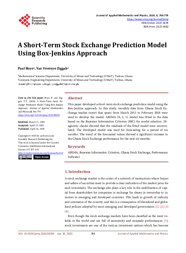 (PDF) A Short-Term Stock Exchange Prediction Model Using Box-Jenkins ...