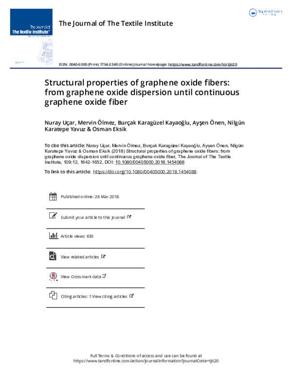 (PDF) Structural properties of graphene oxide fibers: from graphene oxide dispersion until ...