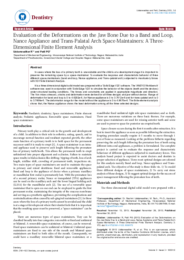 (PDF) Evaluation Of The Deformations On The Jaw Bone Due To A Band And ...