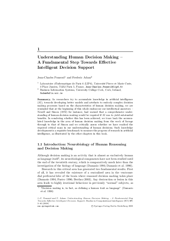 (PDF) Understanding Human Decision Making – A Fundamental Step Towards ...