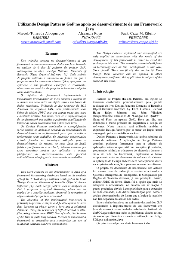 (PDF) Utilizando Design Patterns GoF no apoio ao desenvolvimento de um ...