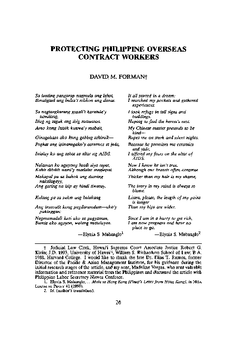 (PDF) Protecting Philippine Overseas Contract Workers