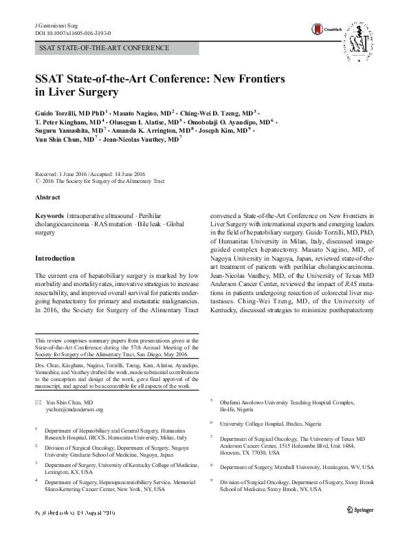 (PDF) SSAT State-of-the-Art Conference: New Frontiers in Liver Surgery