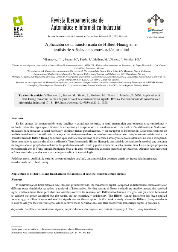 (PDF) Aplicación de la transformada de Hilbert-Huang en el análisis de señales de comunicación ...