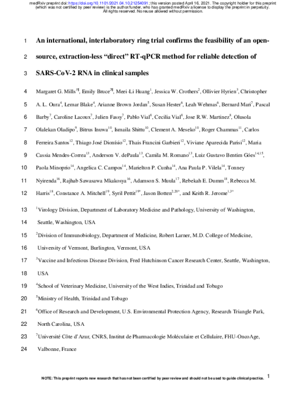 (PDF) An international, interlaboratory ring trial confirms the ...