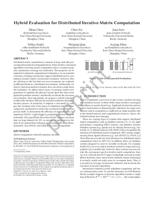 Pdf Hybrid Evaluation For Distributed Iterative Matrix Computation