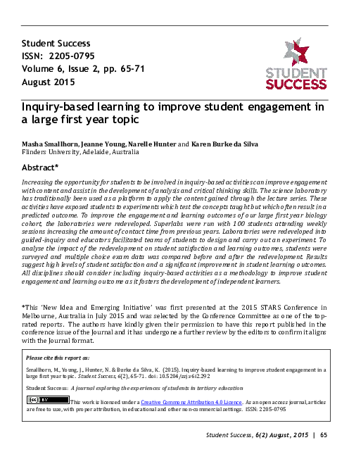 (PDF) Inquiry-based learning to improve student engagement in a large ...