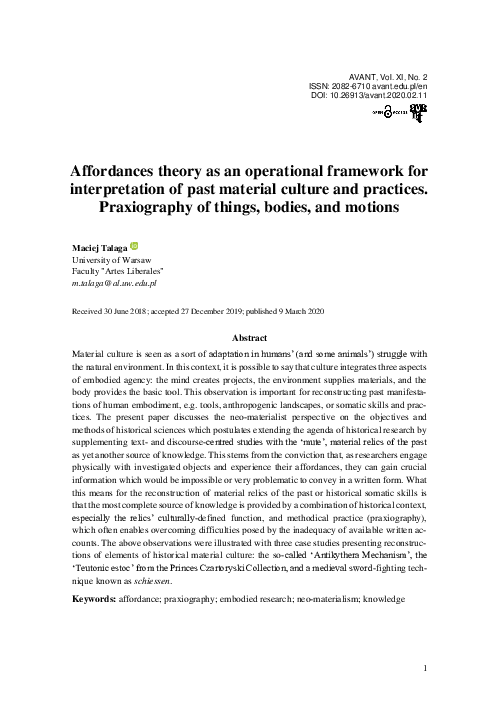 (PDF) Affordances theory as an operational framework for interpretation ...