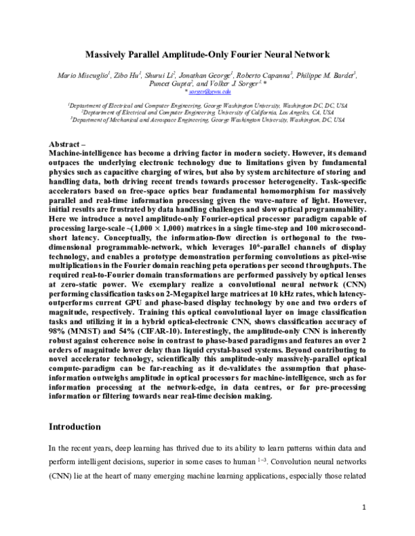 (PDF) Massively parallel amplitude-only Fourier neural network