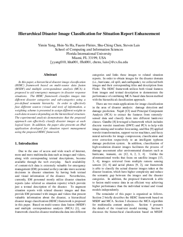 (PDF) Hierarchical disaster image classification for situation report ...