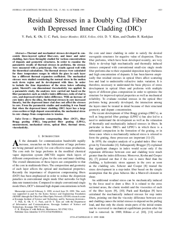 (PDF) Residual stresses in a doubly clad fiber with depressed inner ...