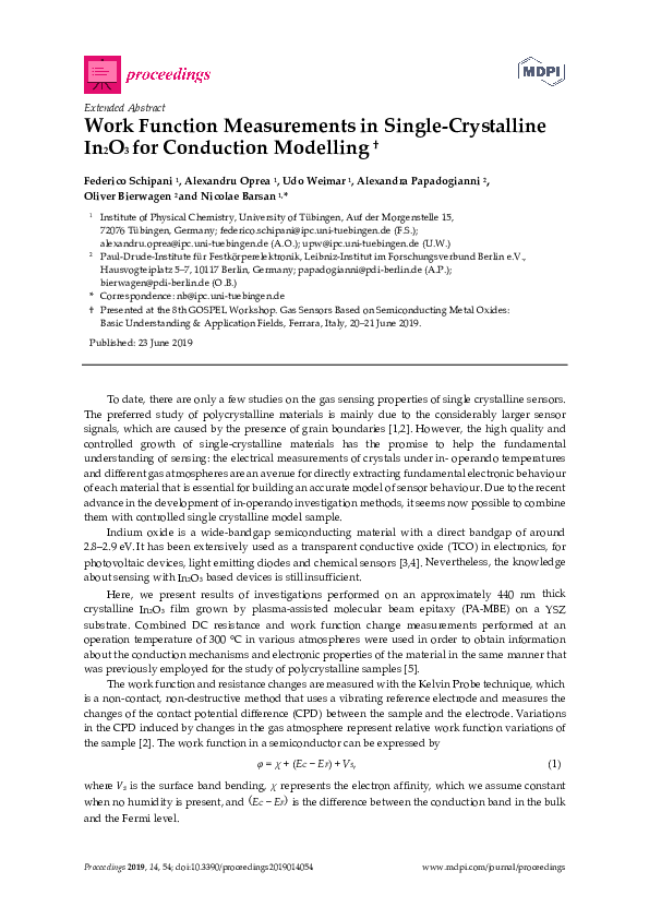 (PDF) Work Function Measurements in Single-Crystalline In2O3 for ...
