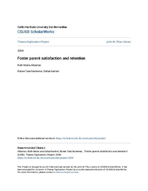 (PDF) Foster parent satisfaction and retention