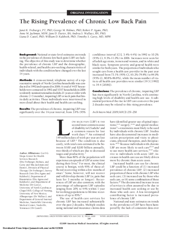 (PDF) The Rising Prevalence of Chronic Low Back Pain