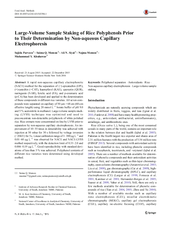 (PDF) Large-Volume Sample Staking of Rice Polyphenols Prior to Their Determination by Non ...