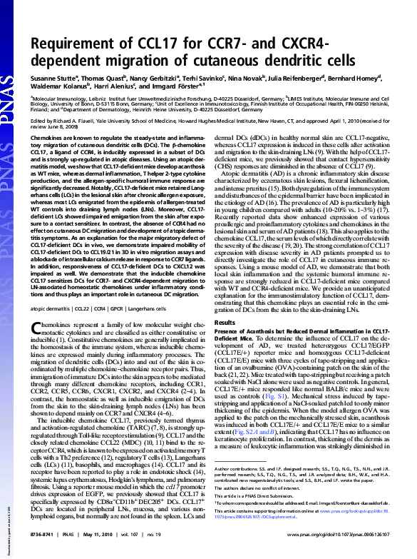 (PDF) Requirement of CCL17 for CCR7- and CXCR4-dependent migration of ...