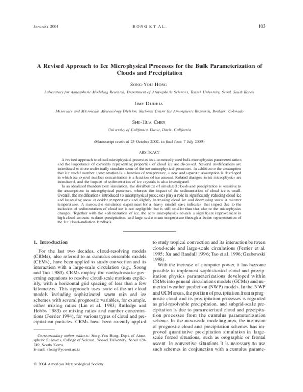 Pdf A Revised Approach To Ice Microphysical Processes For The Bulk