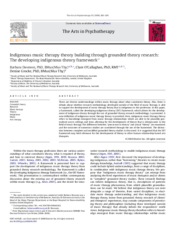 (PDF) Indigenous music therapy theory building through grounded theory ...
