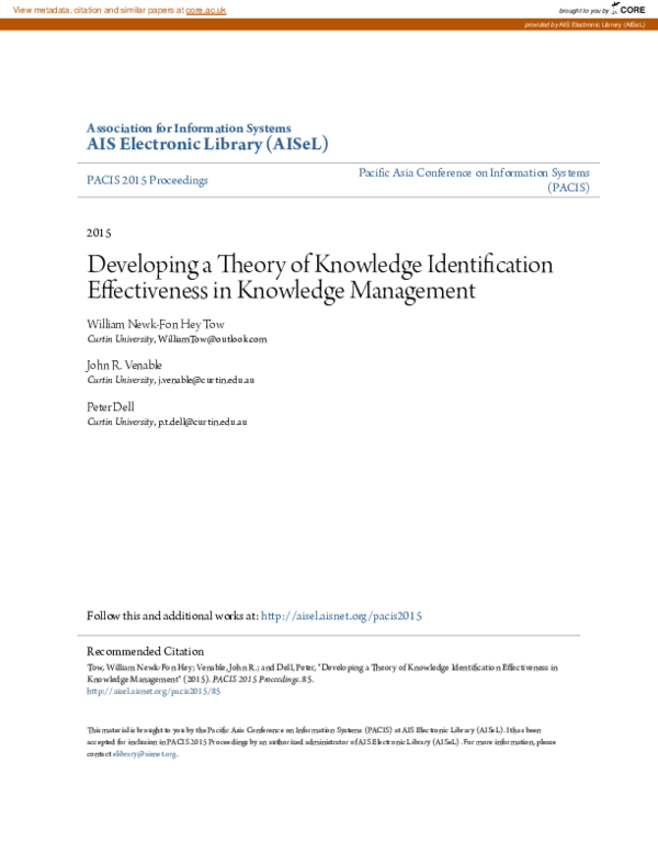 (PDF) Developing a Theory of Knowledge Identification Effectiveness in ...