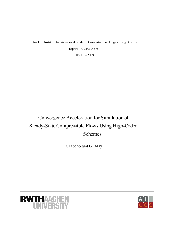 Pdf Convergence Acceleration For Simulation Of Steady State Compressible Flows Using High