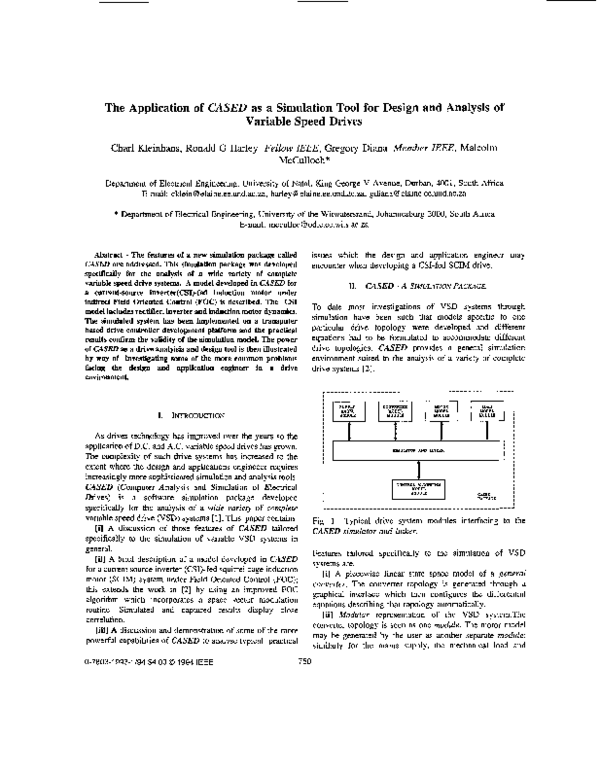 Pdf The Application Of Cased As A Simulation Tool For Design And