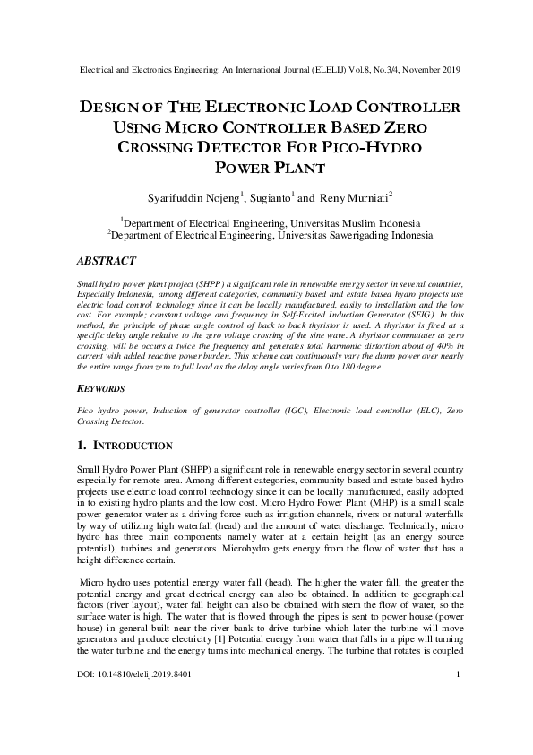 Pdf The Electronic Load Controller Using Micro Controller Based Zero Crossing Detector For