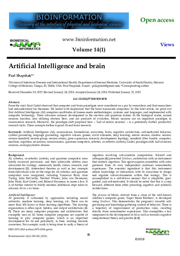 (PDF) Artificial Intelligence and brain