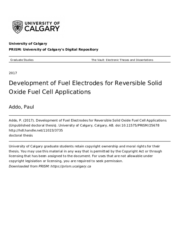 (PDF) Development of Fuel Electrodes for Reversible Solid Oxide Fuel ...