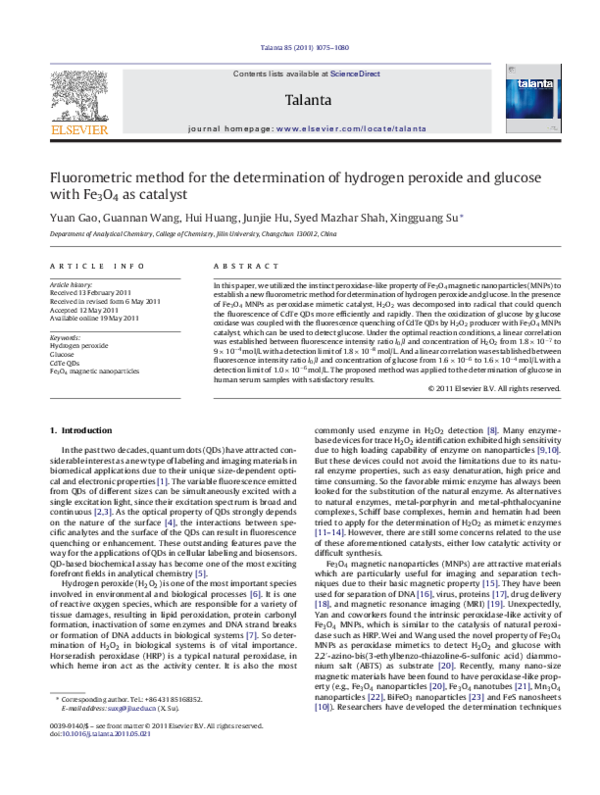 (PDF) Fluorometric method for the determination of hydrogen peroxide ...