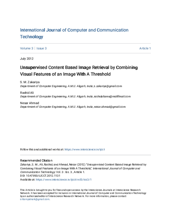 Pdf Unsupervised Content Based Image Retrieval By Combining Visual Features Of An Image With A