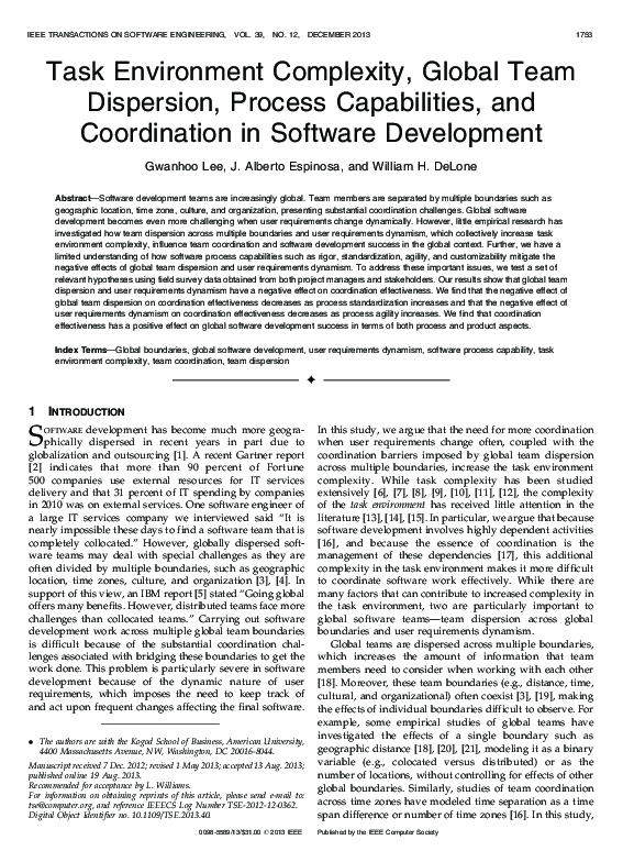 (PDF) Task Environment Complexity, Global Team Dispersion, Process Capabilities, and ...