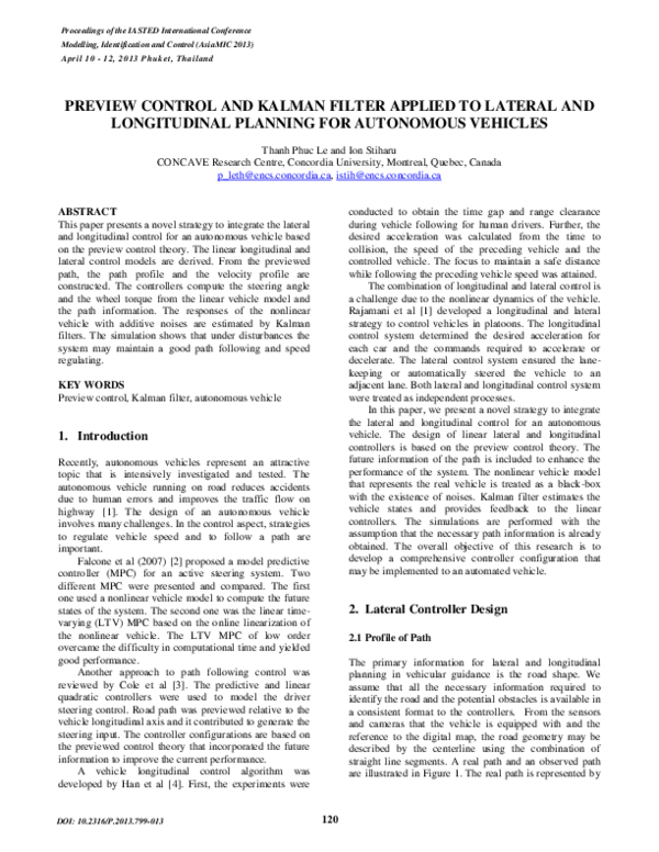 (PDF) Integrated Control for Autonomous Vehicle Pathing