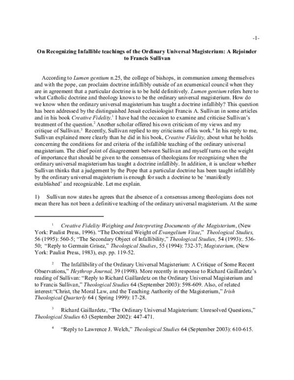 (PDF) On Recognizing Infallible Teachings of the Ordinary Universal ...