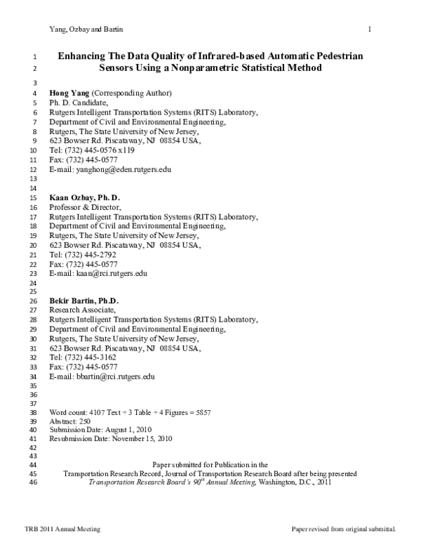 Pdf Enhancing The Quality Of Infrared Based Automatic Pedestrian Sensor Data By Nonparametric