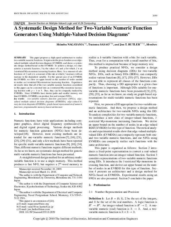 Pdf A Systematic Design Method For Two Variable Numeric Function Generators Using Multiple