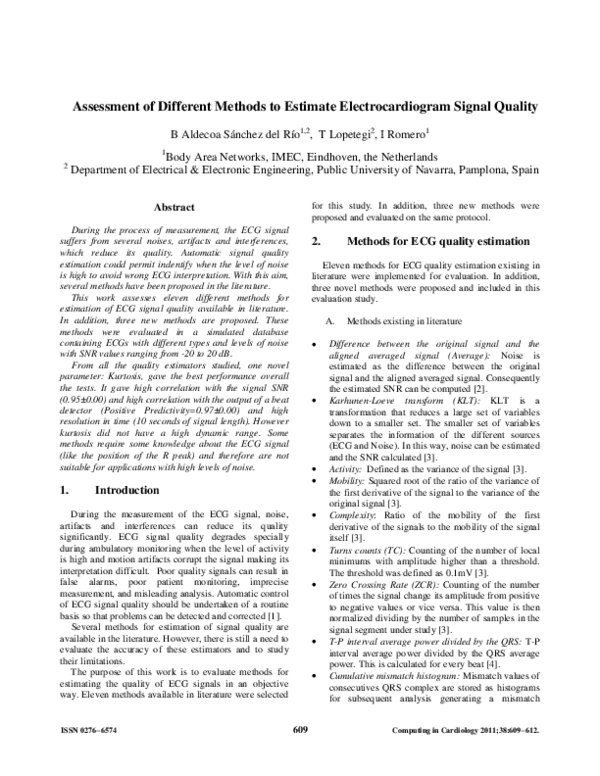 (PDF) Assessment of different methods to estimate electrocardiogram ...