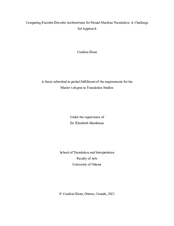 (PDF) Comparing Encoder Decoder Architectures for Neural Machine ...