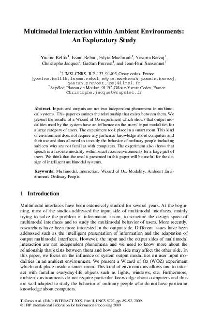 (PDF) Multimodal Interaction within Ambient Environments: An ...