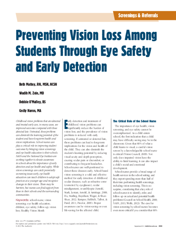 (PDF) Preventing Vision Loss Among Students Through Eye Safety and ...