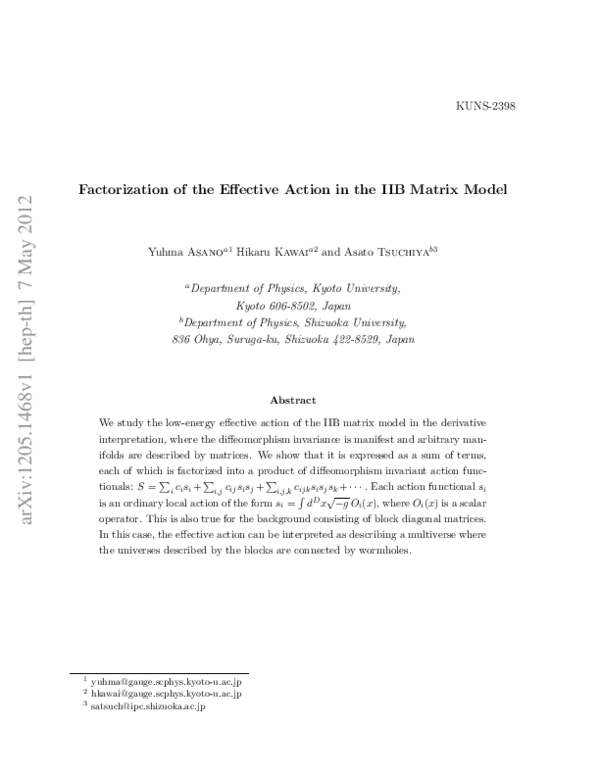(PDF) Factorization of the Effective Action in the Iib Matrix Model