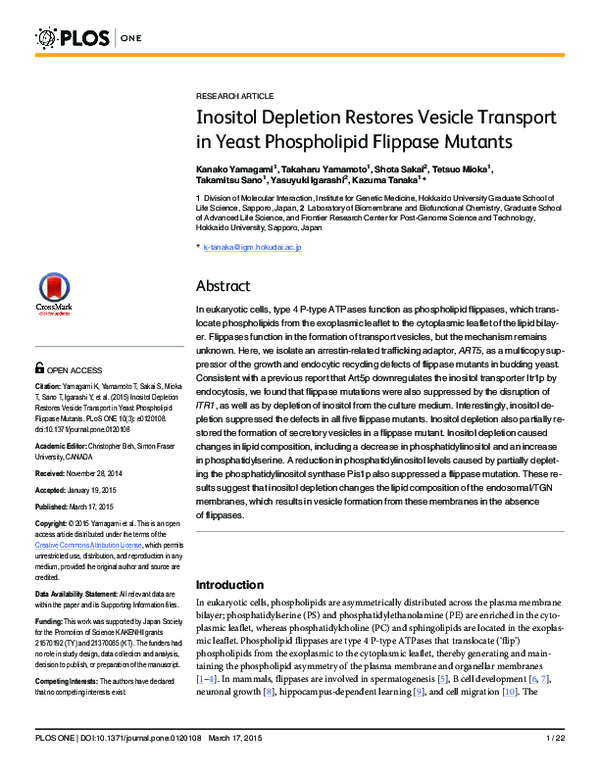 (PDF) Inositol depletion restores vesicle transport in yeast ...