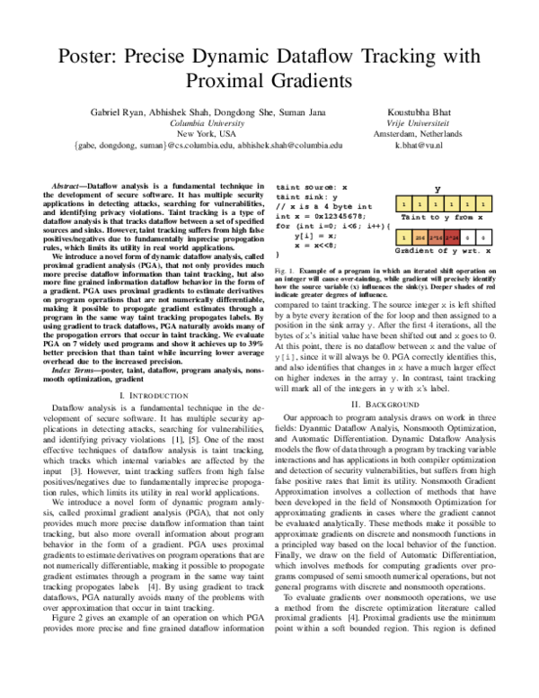 Pdf Poster Precise Dynamic Dataflow Tracking With Proximal Gradients Abhishek Shah 